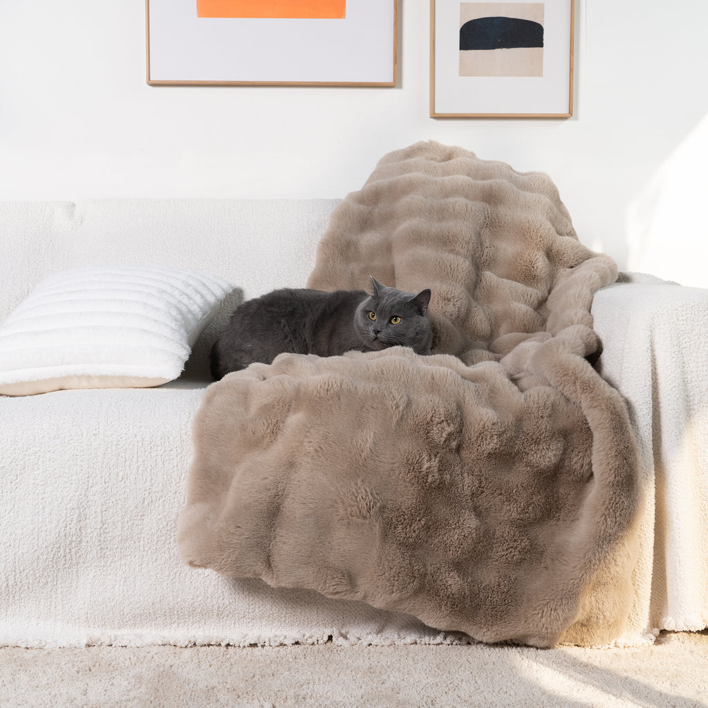 Plush Faux Rabbit Fur Throw Blanket – Slashop.Inc