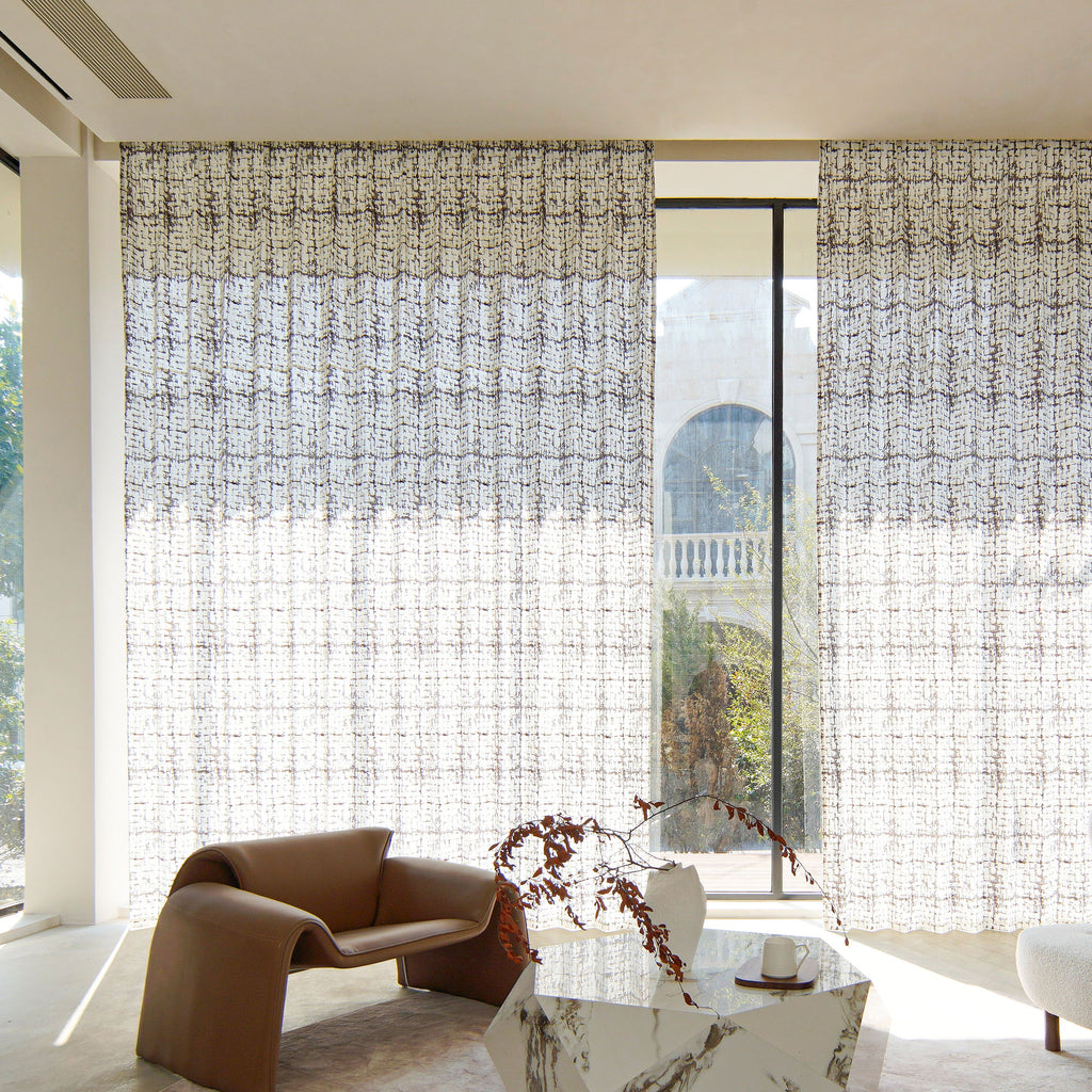 Urban Grid Embroidered Sheer Curtain – Slashop.Inc