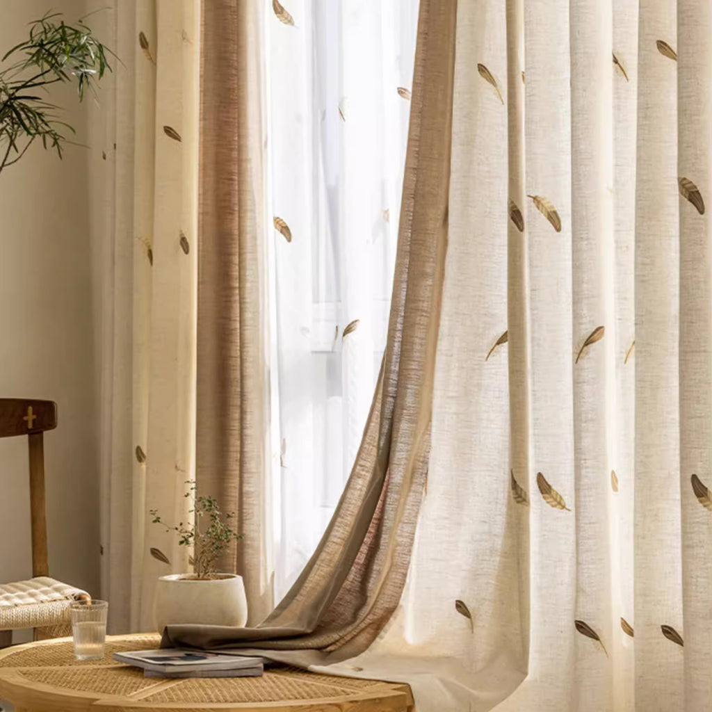 Feather Embroidered Curtain – Slashop.Inc