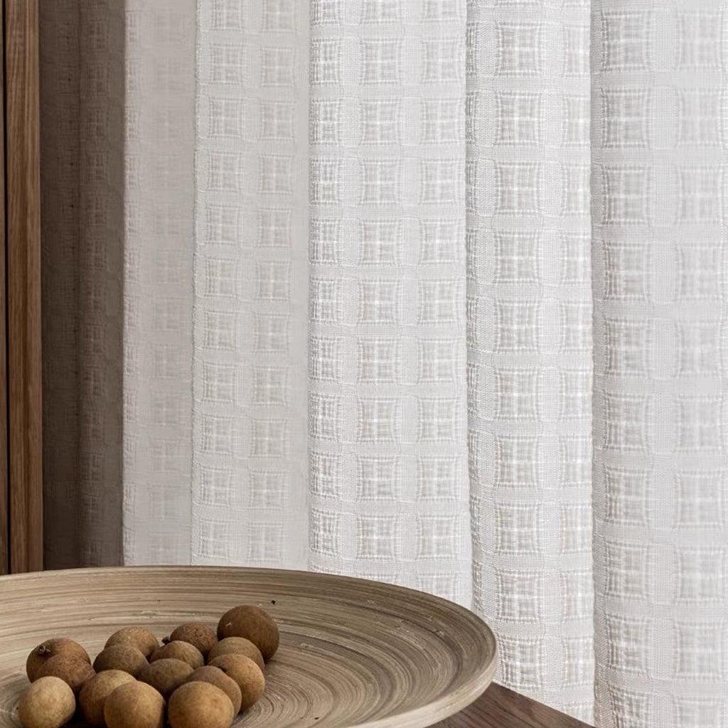 Textured Grid Sheer Curtain – Slashop.Inc